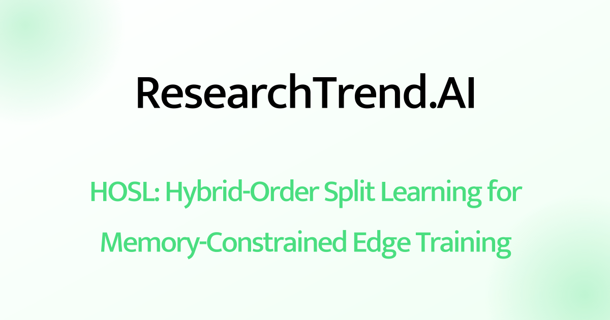 HOSL: Hybrid-Order Split Learning for Memory-Constrained Edge Training ...