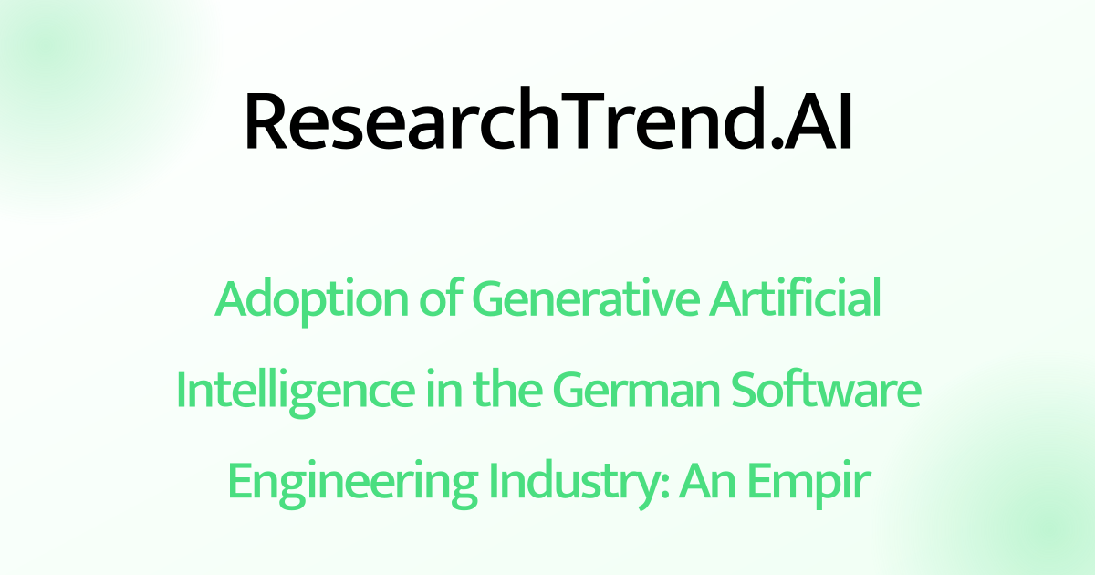 Adoption of Generative Artificial Intelligence in the German Software ...