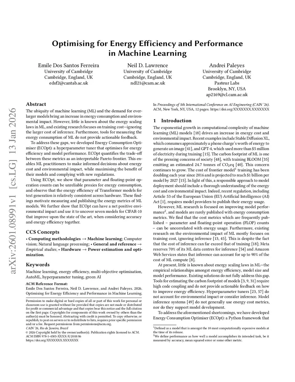 Optimising for Energy Efficiency and Performance in Machine Learning ...