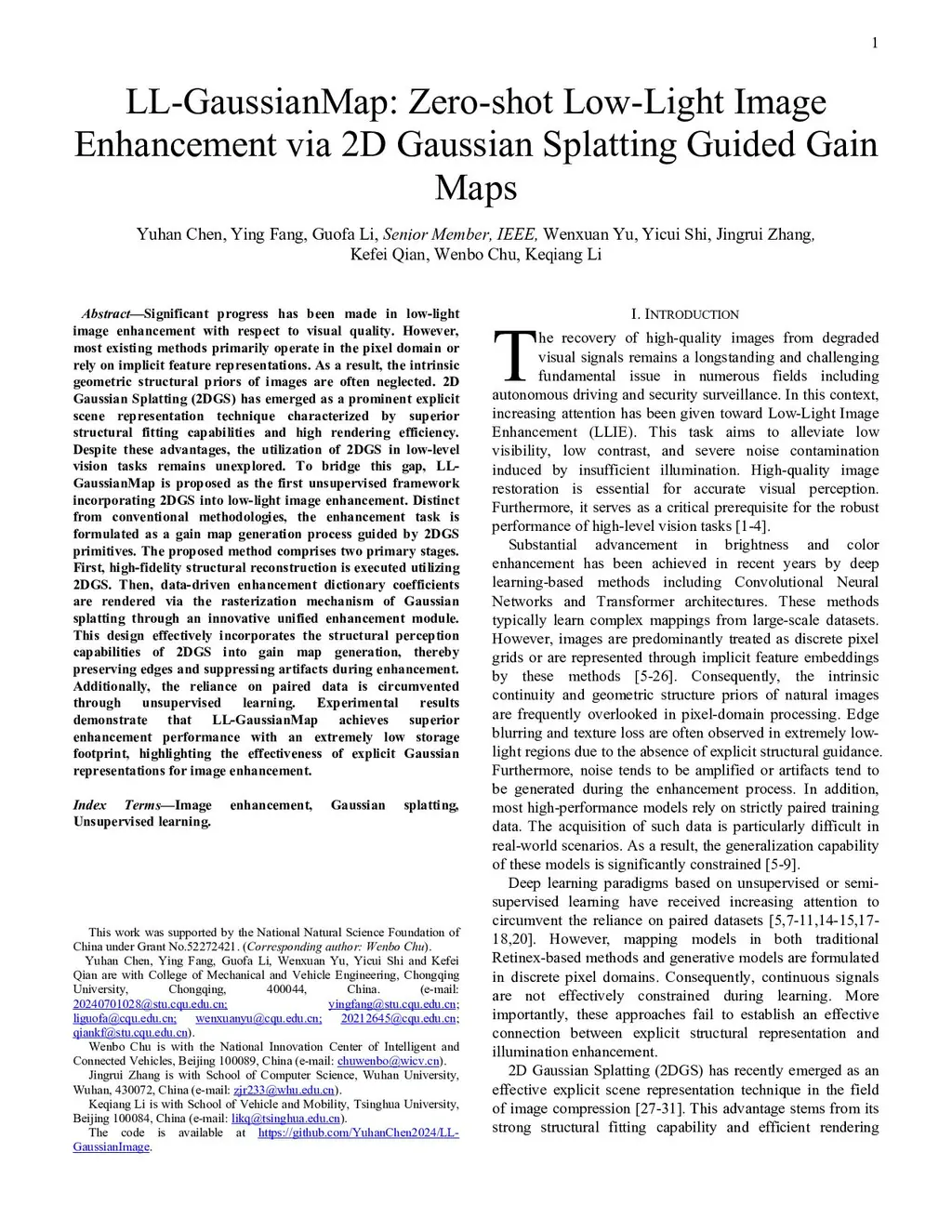 LL-GaussianMap: Zero-shot Low-Light Image Enhancement via 2D Gaussian ...
