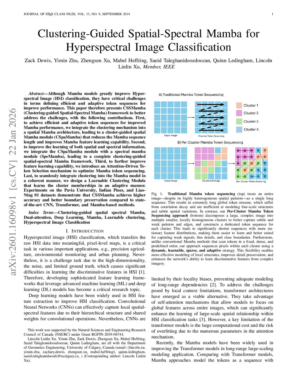 Clustering-Guided Spatial-Spectral Mamba for Hyperspectral Image ...