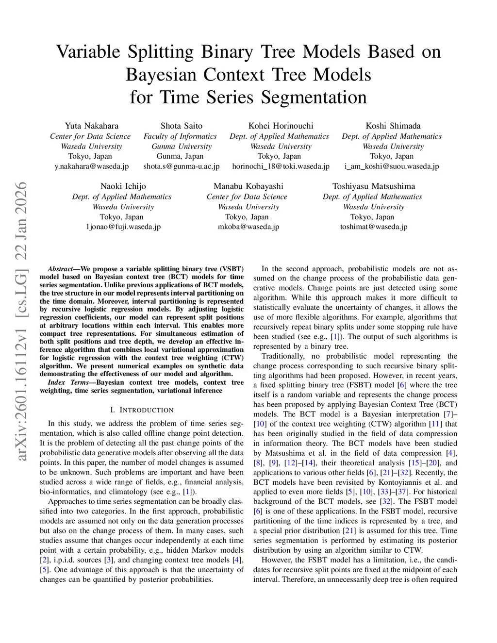 Variable Splitting Binary Tree Models Based on Bayesian Context Tree Models for Time Series ...