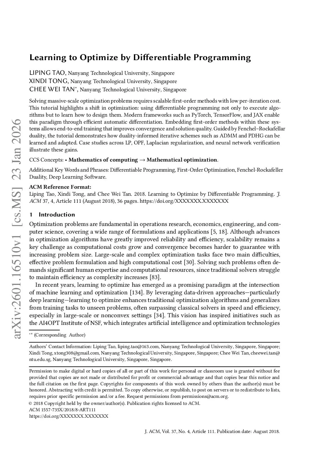 Learning to Optimize by Differentiable Programming | ResearchTrend.AI