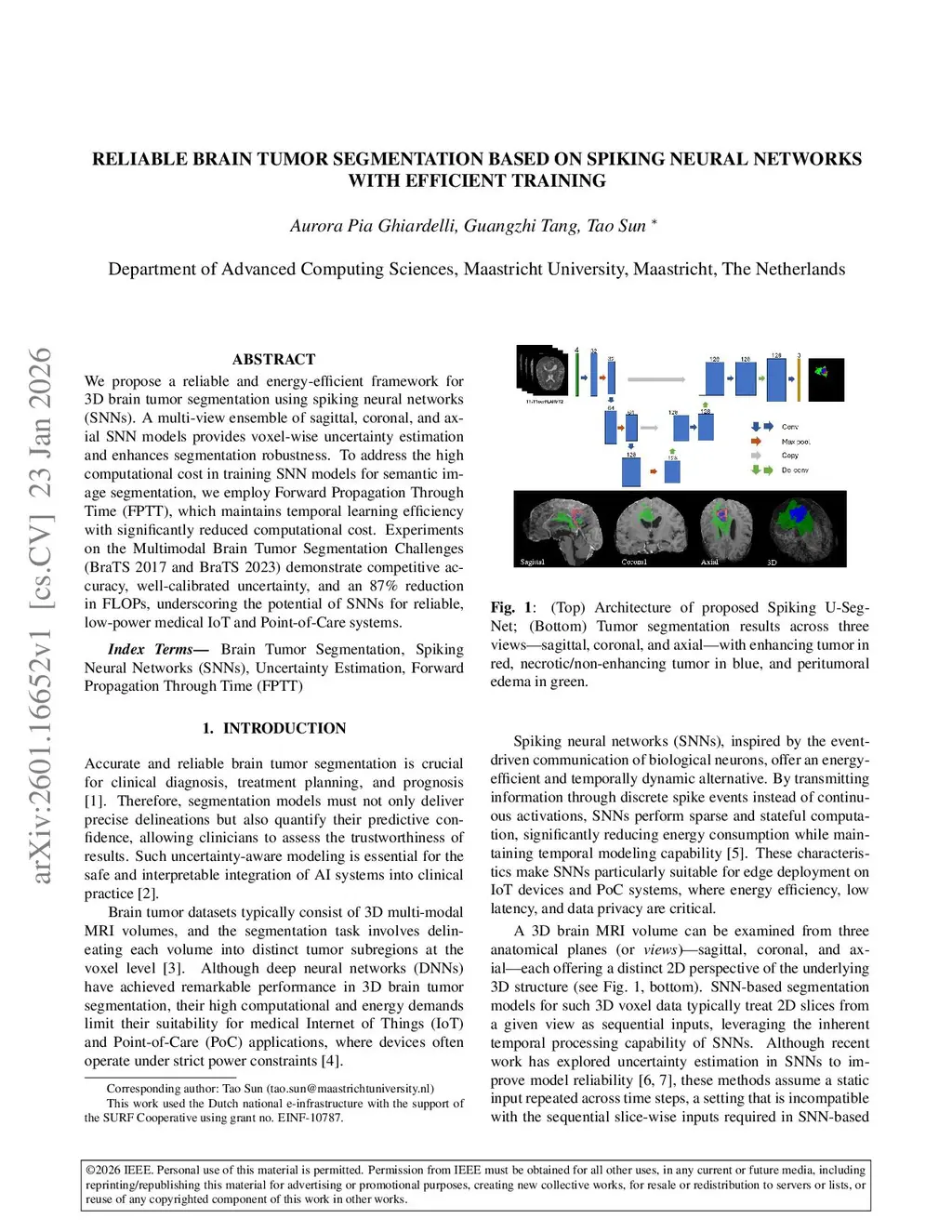 Reliable Brain Tumor Segmentation Based on Spiking Neural Networks with ...