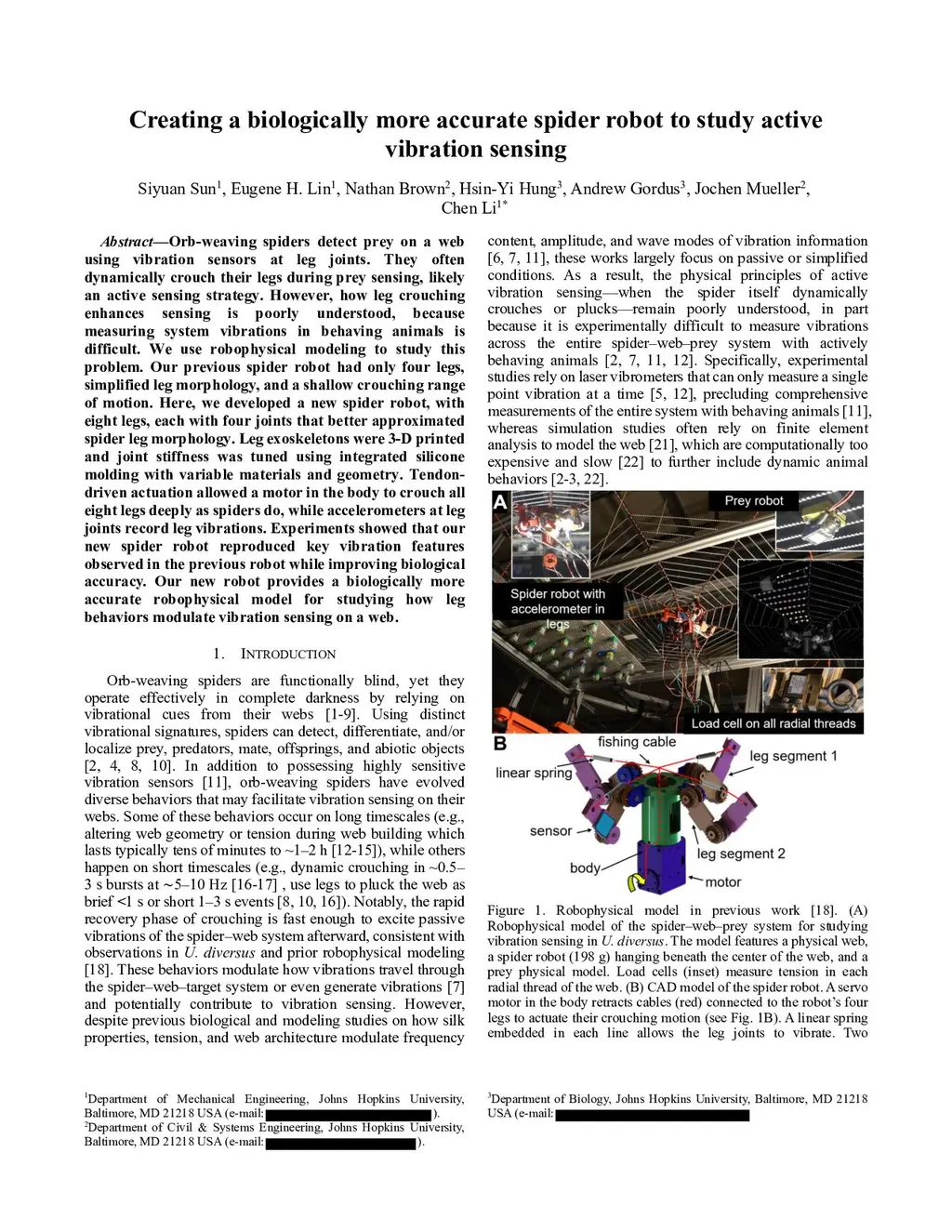 Creating a biologically more accurate spider robot to study active ...