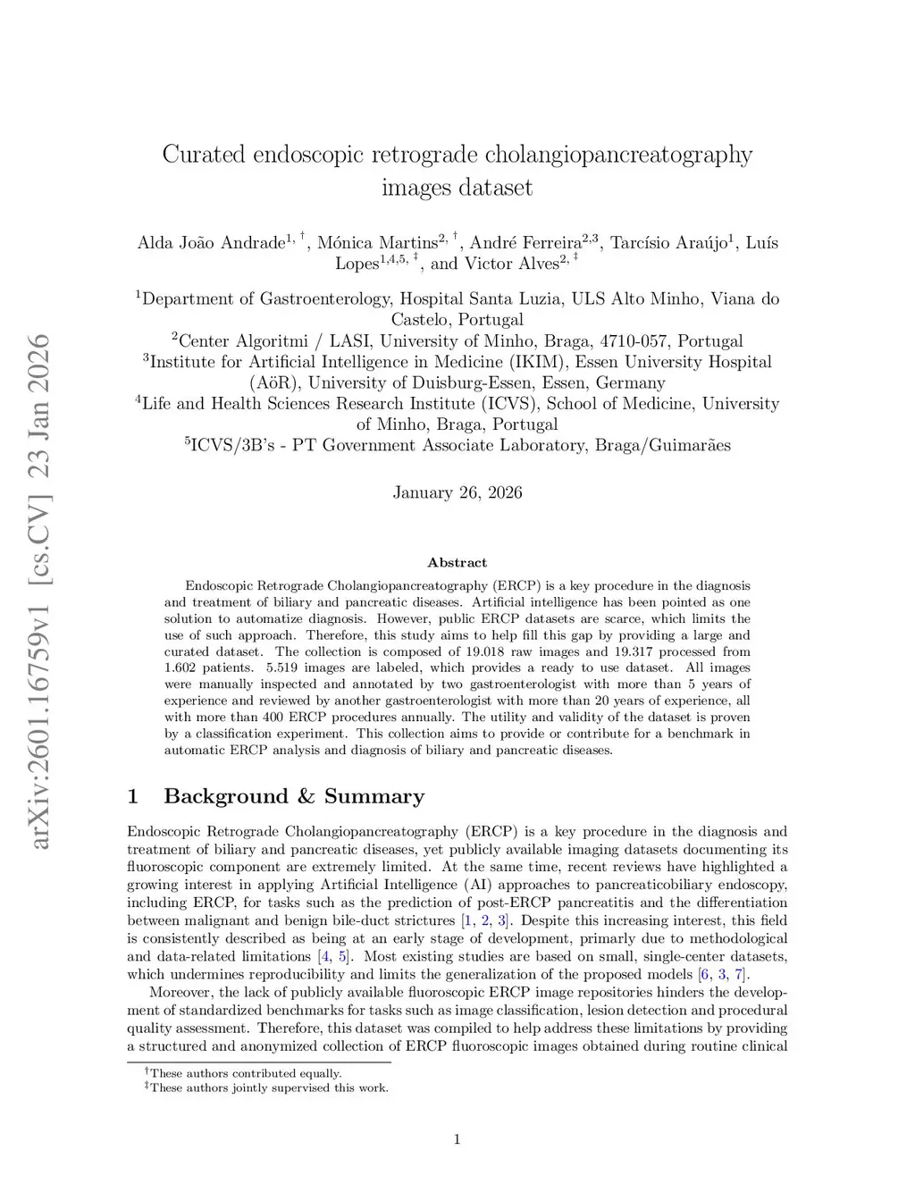 Curated endoscopic retrograde cholangiopancreatography images dataset ...