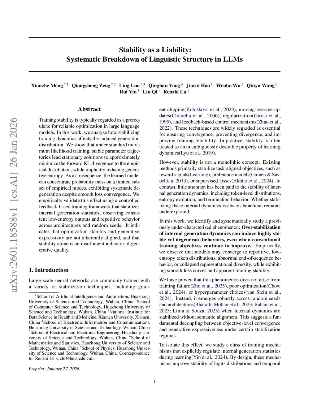 Stability as a Liability:Systematic Breakdown of Linguistic Structure ...