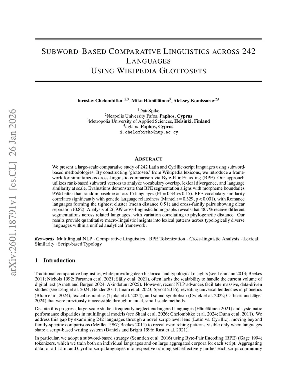 Subword-Based Comparative Linguistics across 242 Languages Using ...