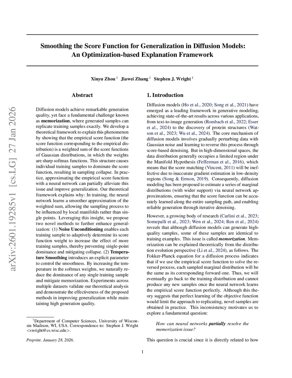 Smoothing the Score Function for Generalization in Diffusion Models: An ...