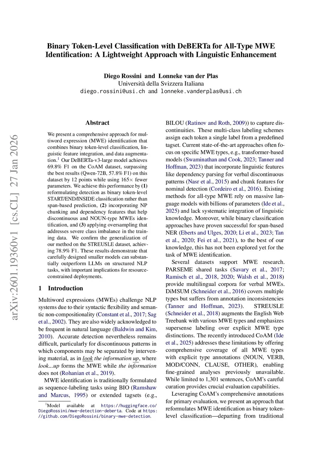 Binary Token-Level Classification with DeBERTa for All-Type MWE ...