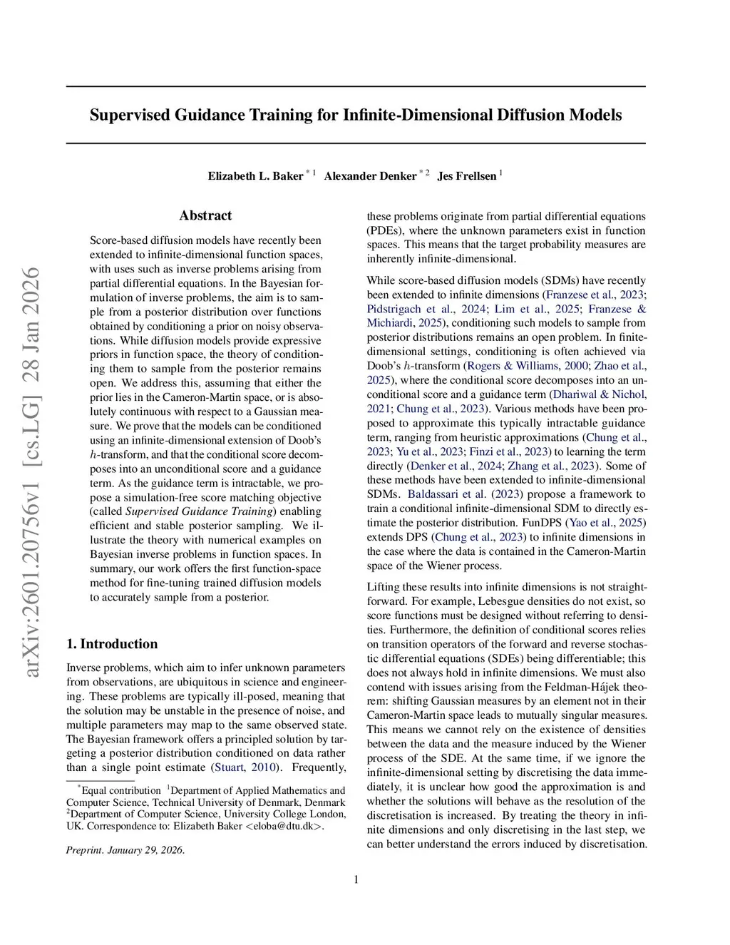 Supervised Guidance Training for Infinite-Dimensional Diffusion Models ...