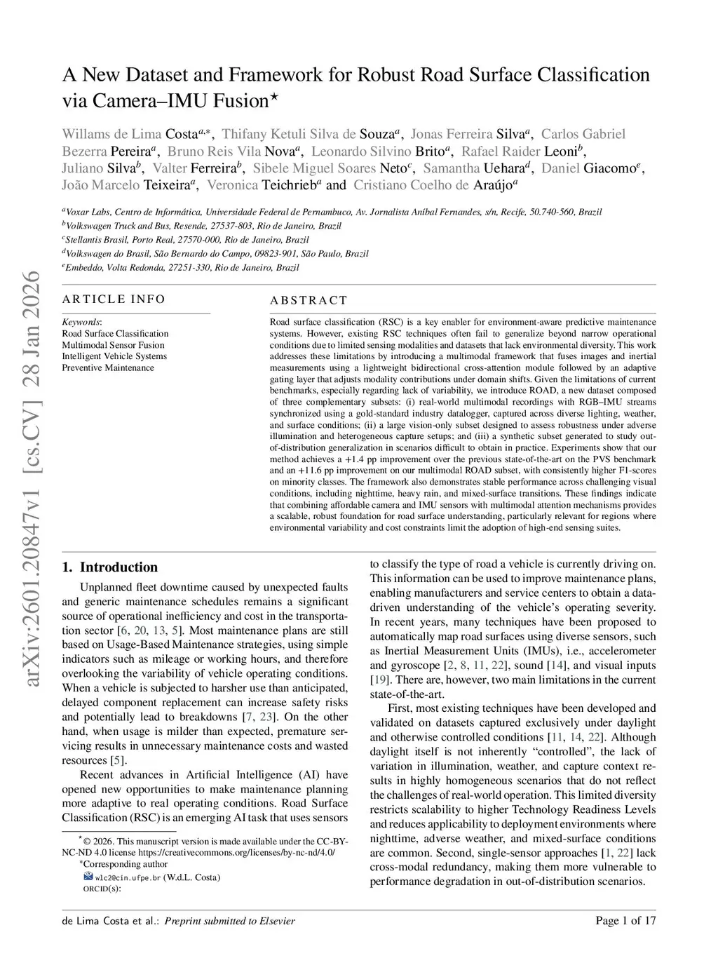 A New Dataset and Framework for Robust Road Surface Classification via Camera-IMU Fusion ...